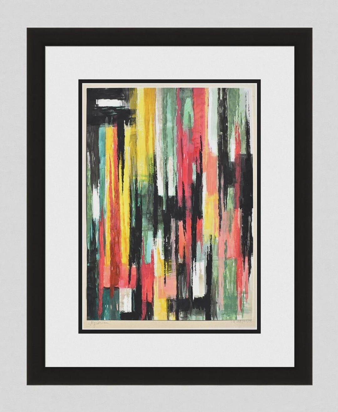 Original JOSEF MATHIS 1988 Mixed Media Gouache Painting MYSTERIUM ...