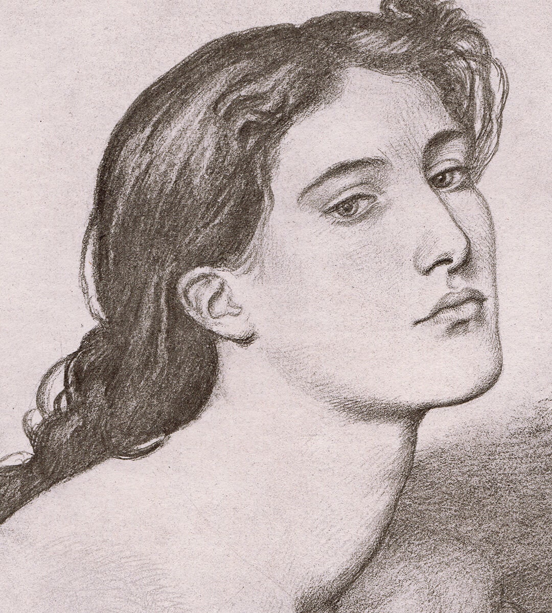 Dante Gabriel ROSSETTI 1800s Engraving " Study of a Female Head ...
