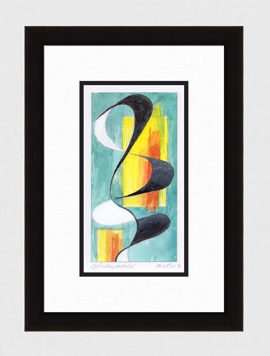 JOE MATHIS Original Mixed Media Painting gewundene Senkrechte Pencil ...