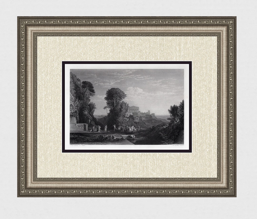 1800s JMW Turner Etching "field of Dreams Landscape" Gallery FRAMED ...