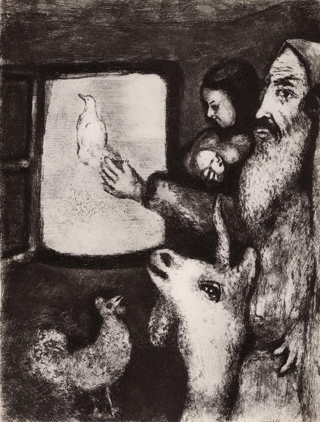 FRAMED CHAGALL 1956 Religious Vintage Print "the Dove of the Ark ...