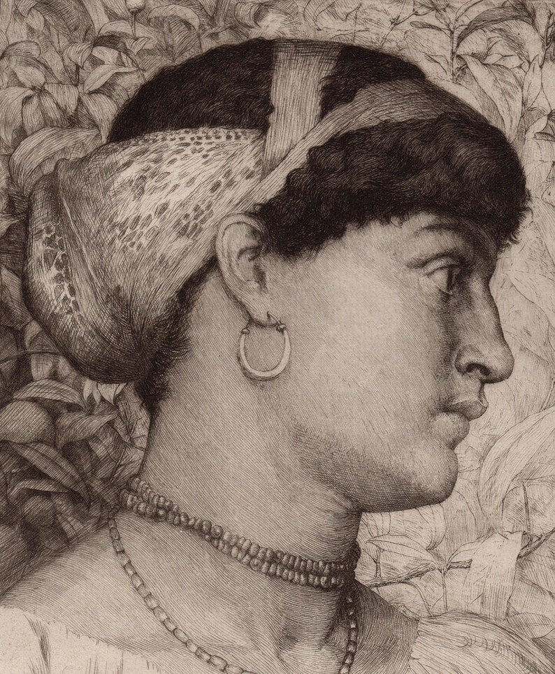 THOMAS RILEY Original 1800s Etching "beautiful Roxana" Signed Framed ...