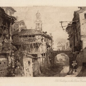 David ROBERTS Etching "the Ruins of the River Darro, Granada" SIGNED ...