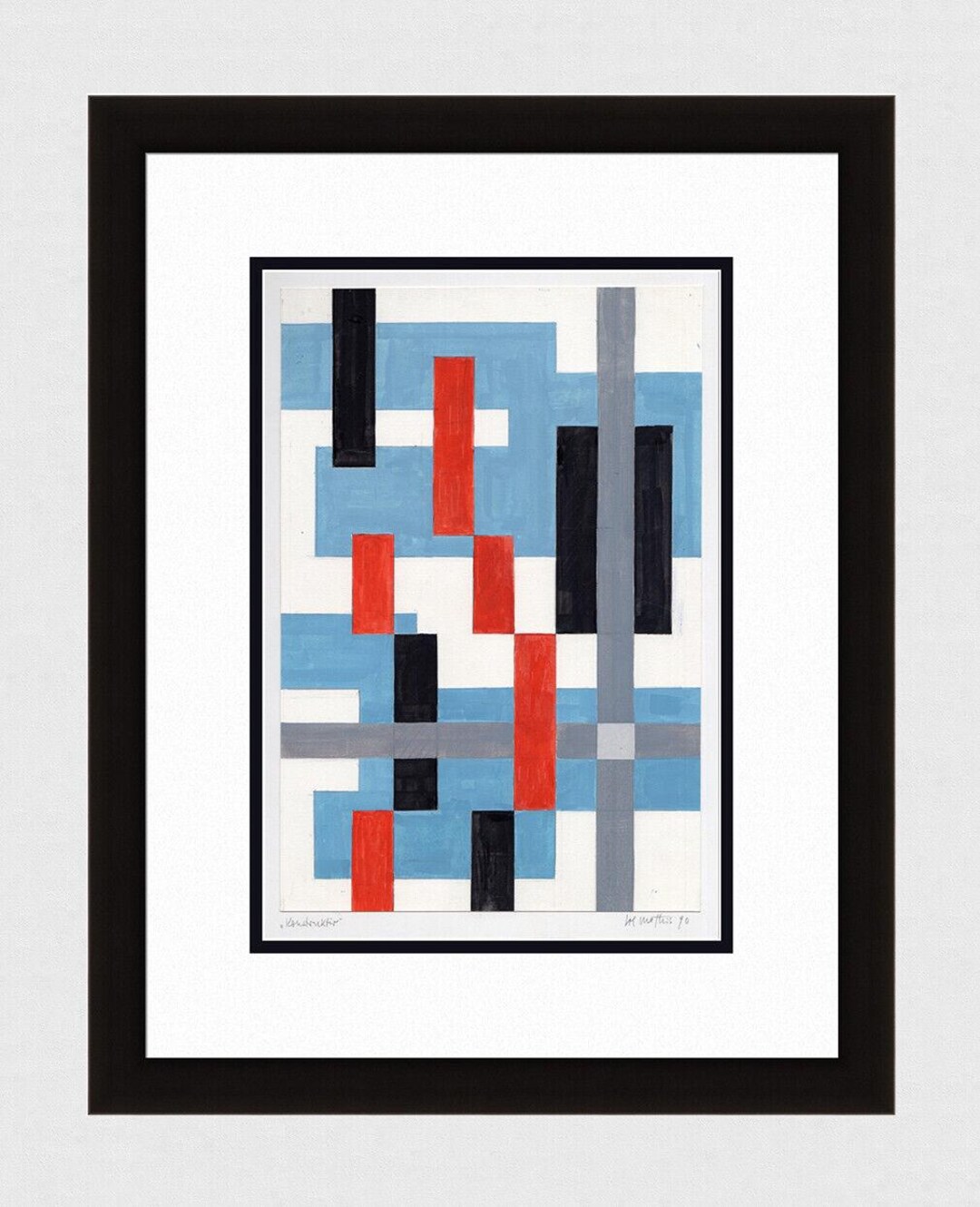 ORIGINAL Joe Mathis Gouache Painting "konstruktur" GALLERY FRAMED ...