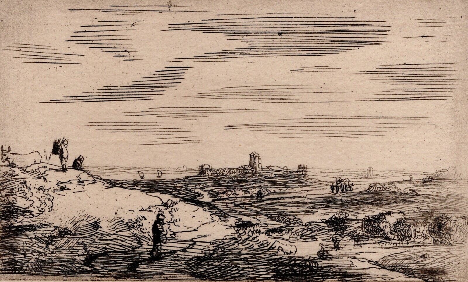 REMBRANDT 1800's Etching B206 "cows in the Field" DURAND Original ...