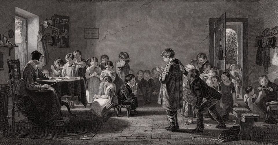 Thomas WEBSTER 1800s SIGNED Engraving "the Village School" Custom ...