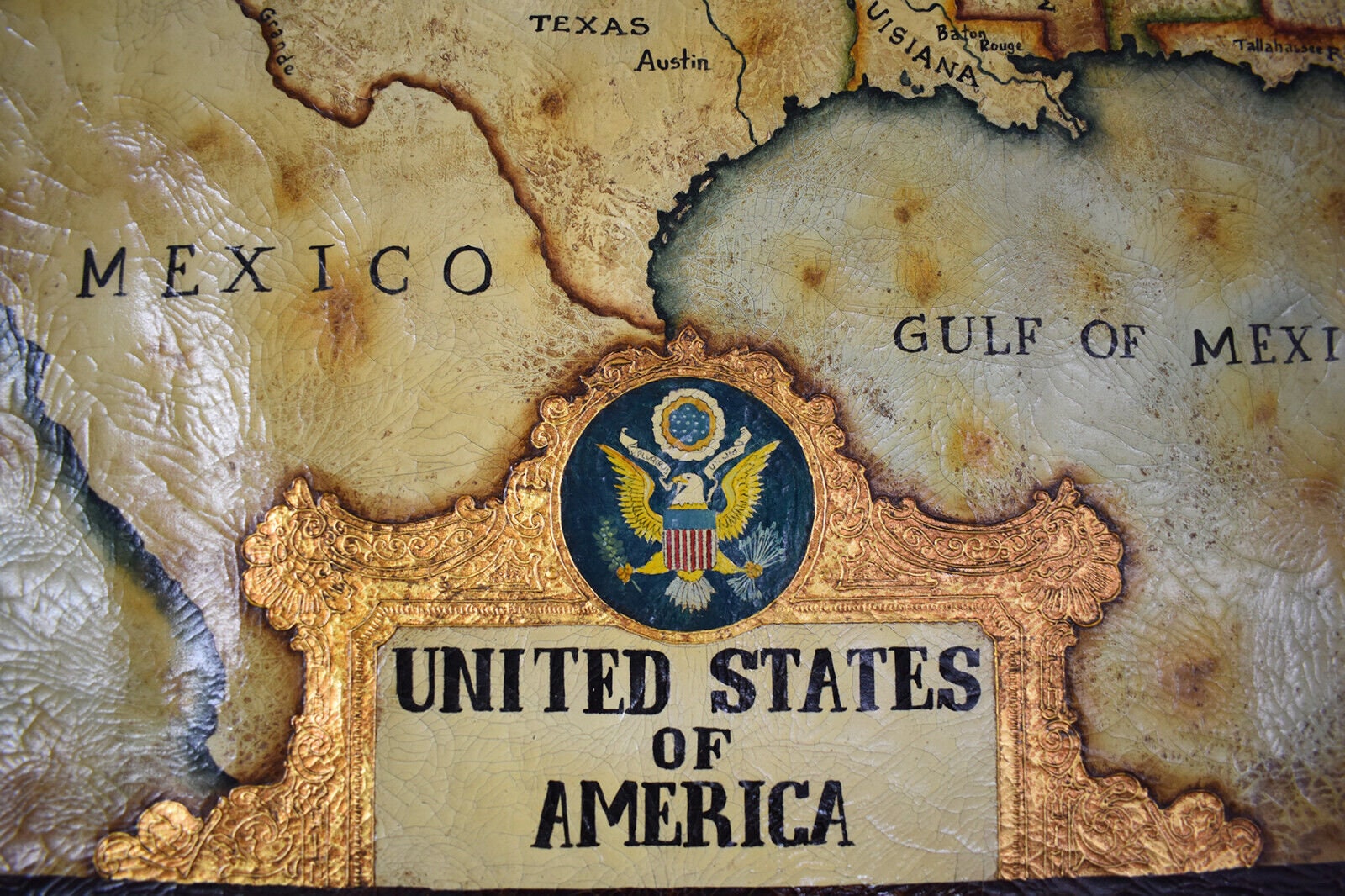 MALTHON Original Oil Painting "map of North America" Extra Large HAND ...