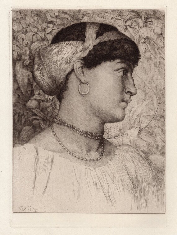 THOMAS RILEY Original 1800s Etching beautiful - Etsy