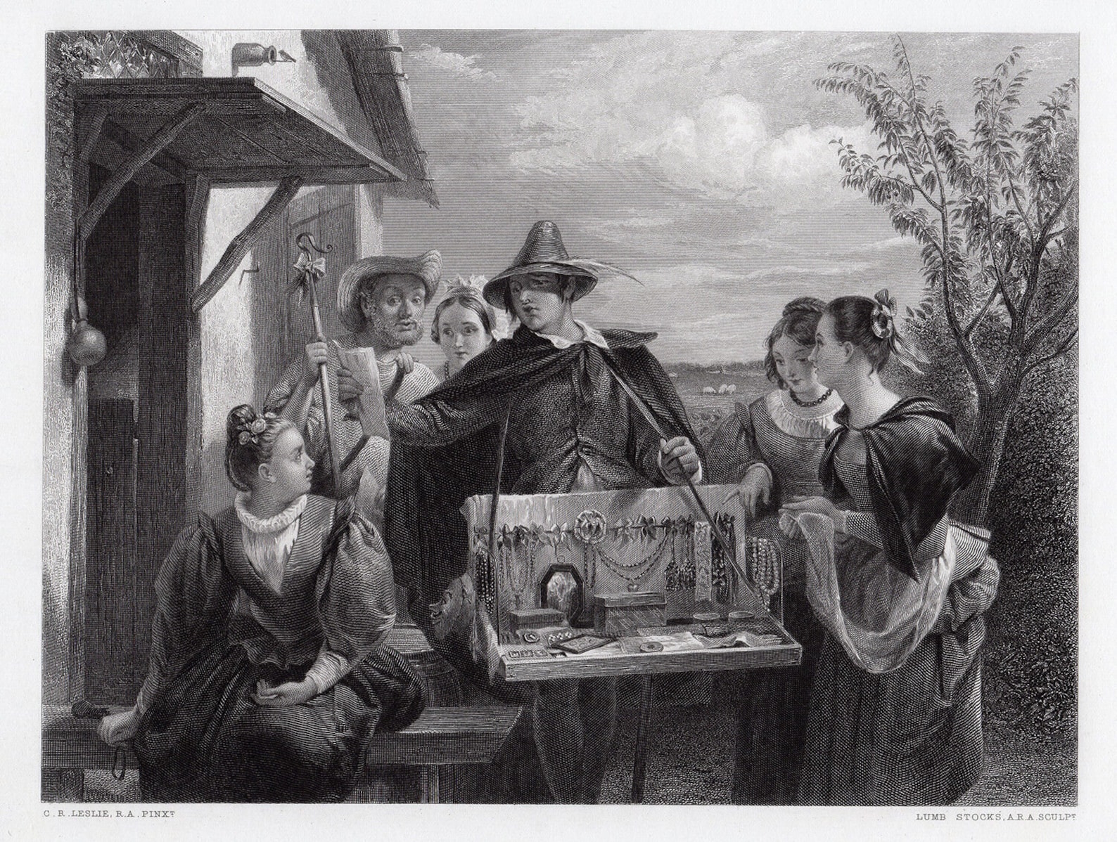 Charles Robert LESLIE 1800s Engraving "the Deceiving Salesman" SIGNED ...