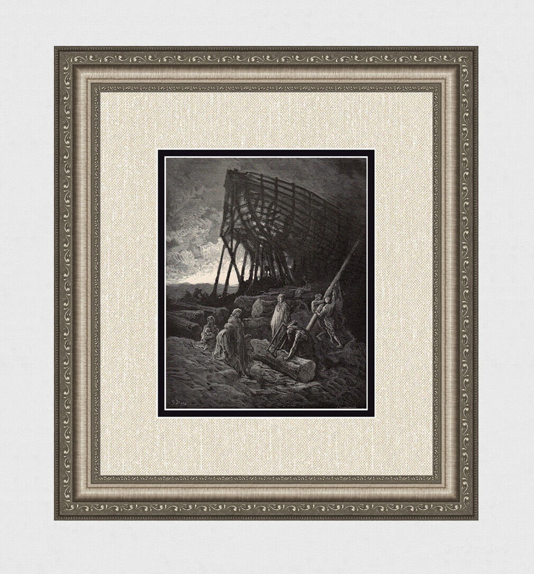 Gustave DORE 1800's Religious Woodcut "the Beginning of Noah's Ark ...