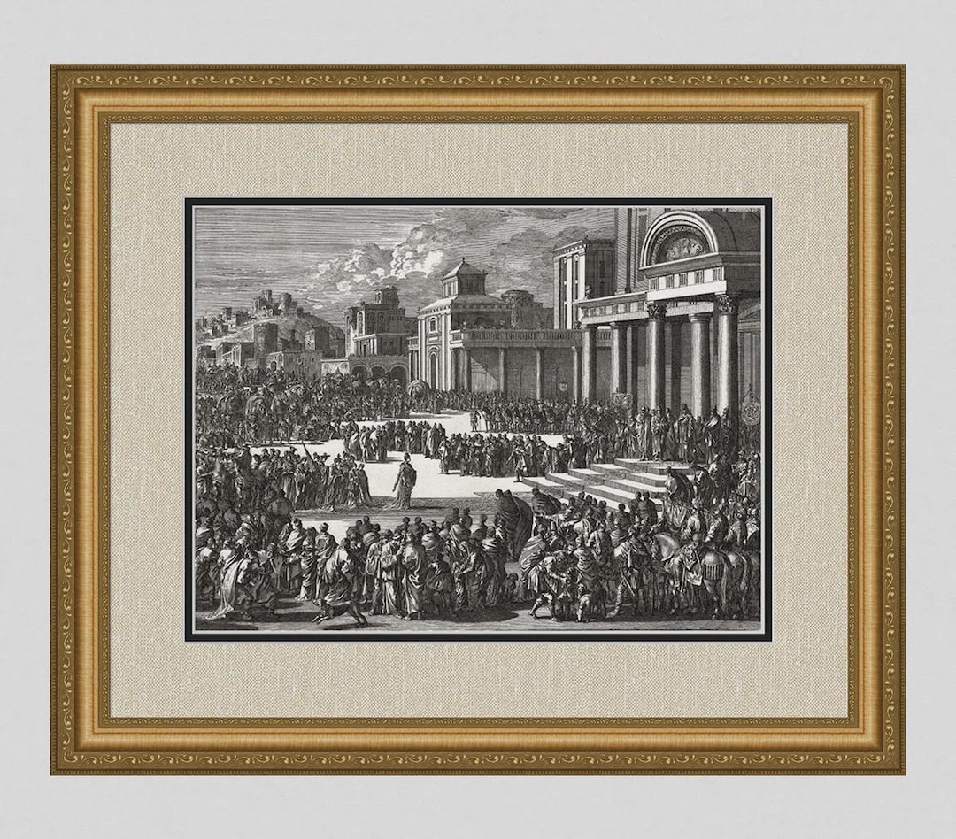 Jan Luyken 1700s Religious Engraving "king Solomn Welcomes Queen of ...