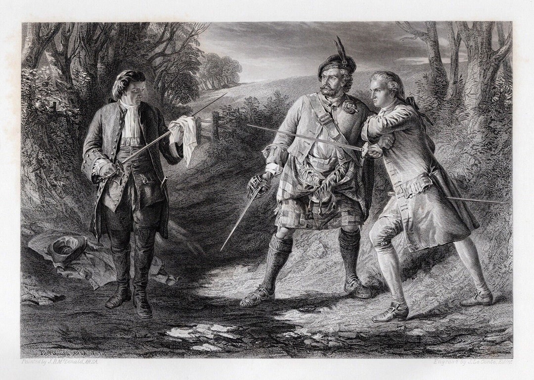 1800s John Blake Macdonald Engraving "rashleigh & Osbalistone Duel ...