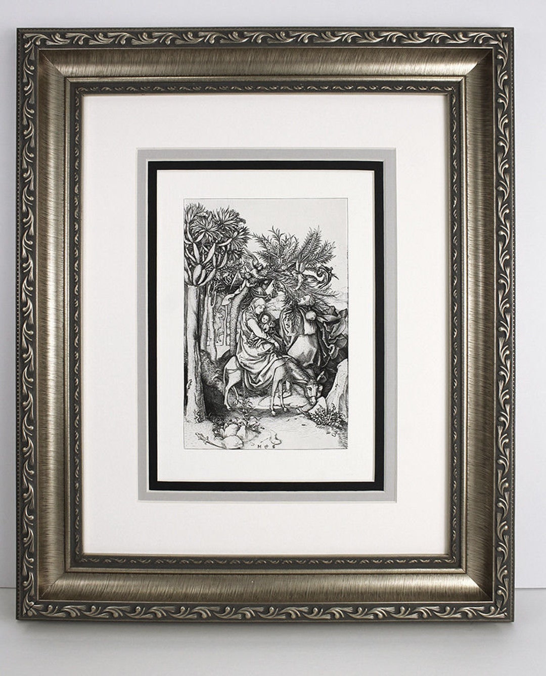 1800s SCHONGAUER Religious Engraving "flight to Egypt" Original Durand ...