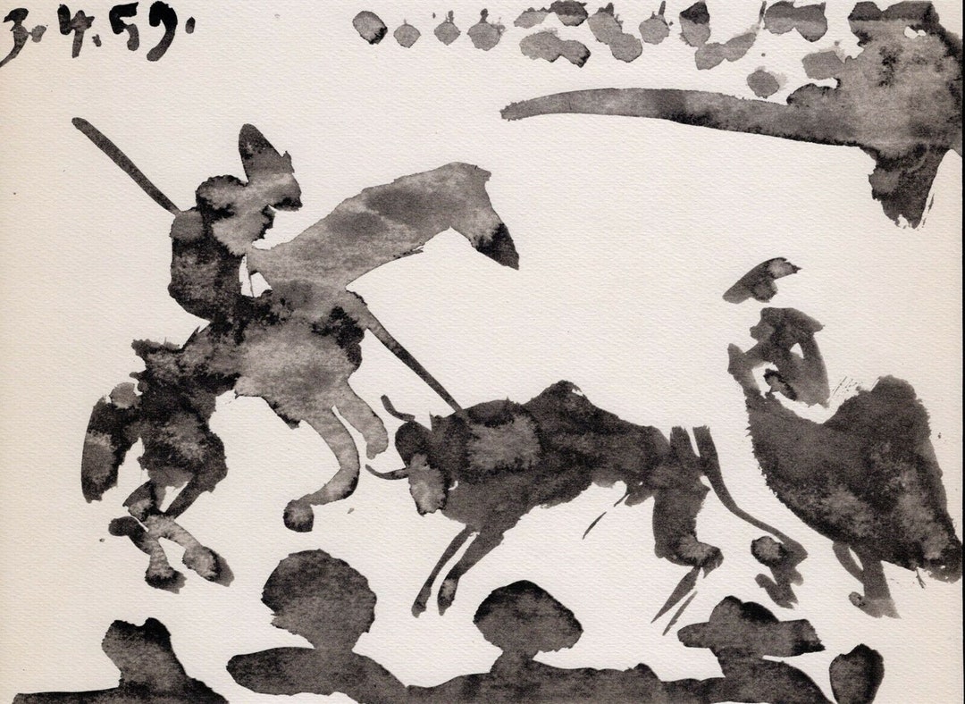 1961 Pablo Picasso Vintage Lithograph "daring Bullfighters ...