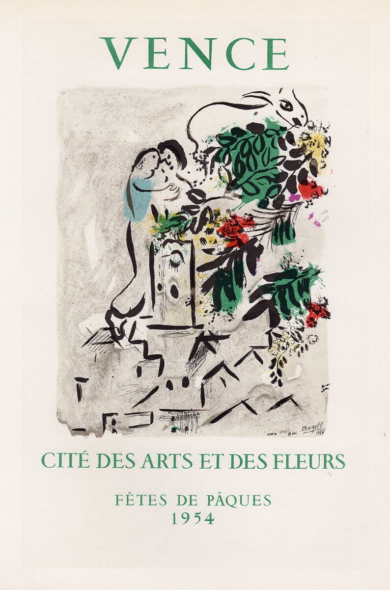 MARC CHAGALL Exhibition Poster vence Gallery Framed SIGNED Certificate ...