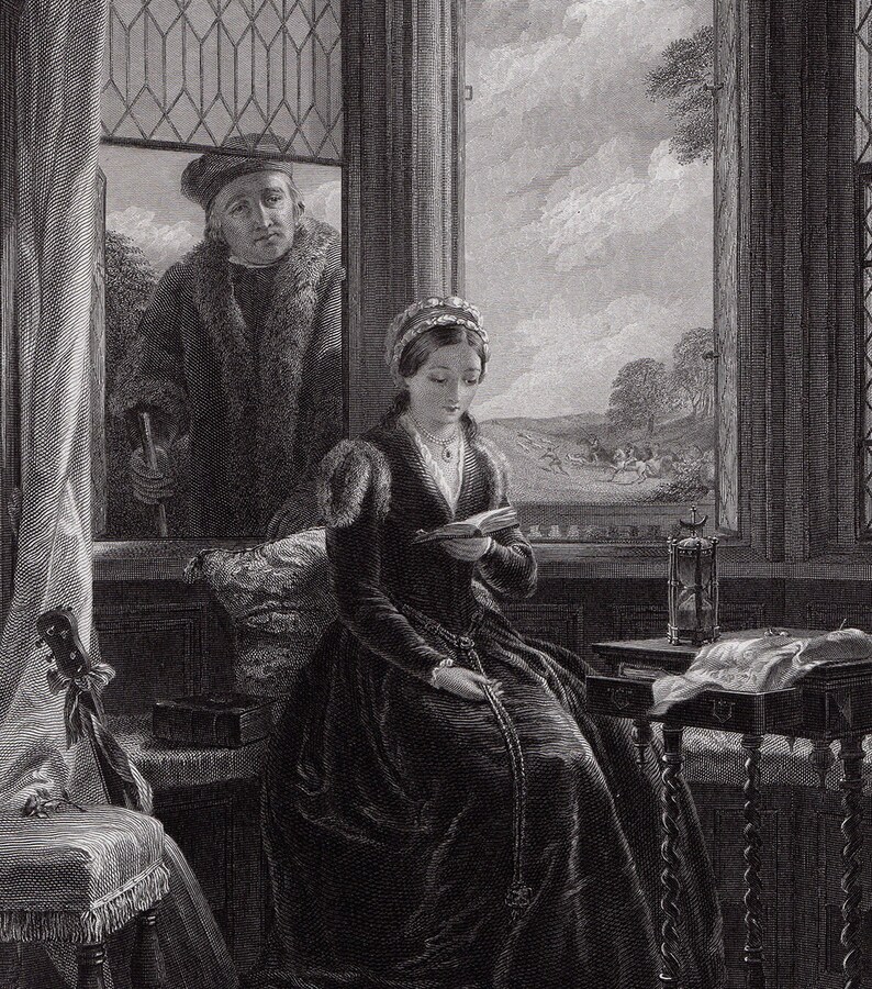 John Callcott Horsley 1800s Detailed Engraving lady Grey - Etsy