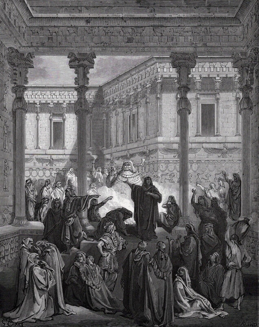 1800's GUSTAVE DORE 1800's Biblical Woodcut "the Babylonian Idol: Bel ...