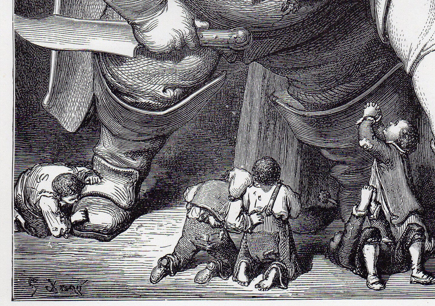 1800s DORE Woodcut "the Mean Ogre Finds the Little Children" SIGNED ...