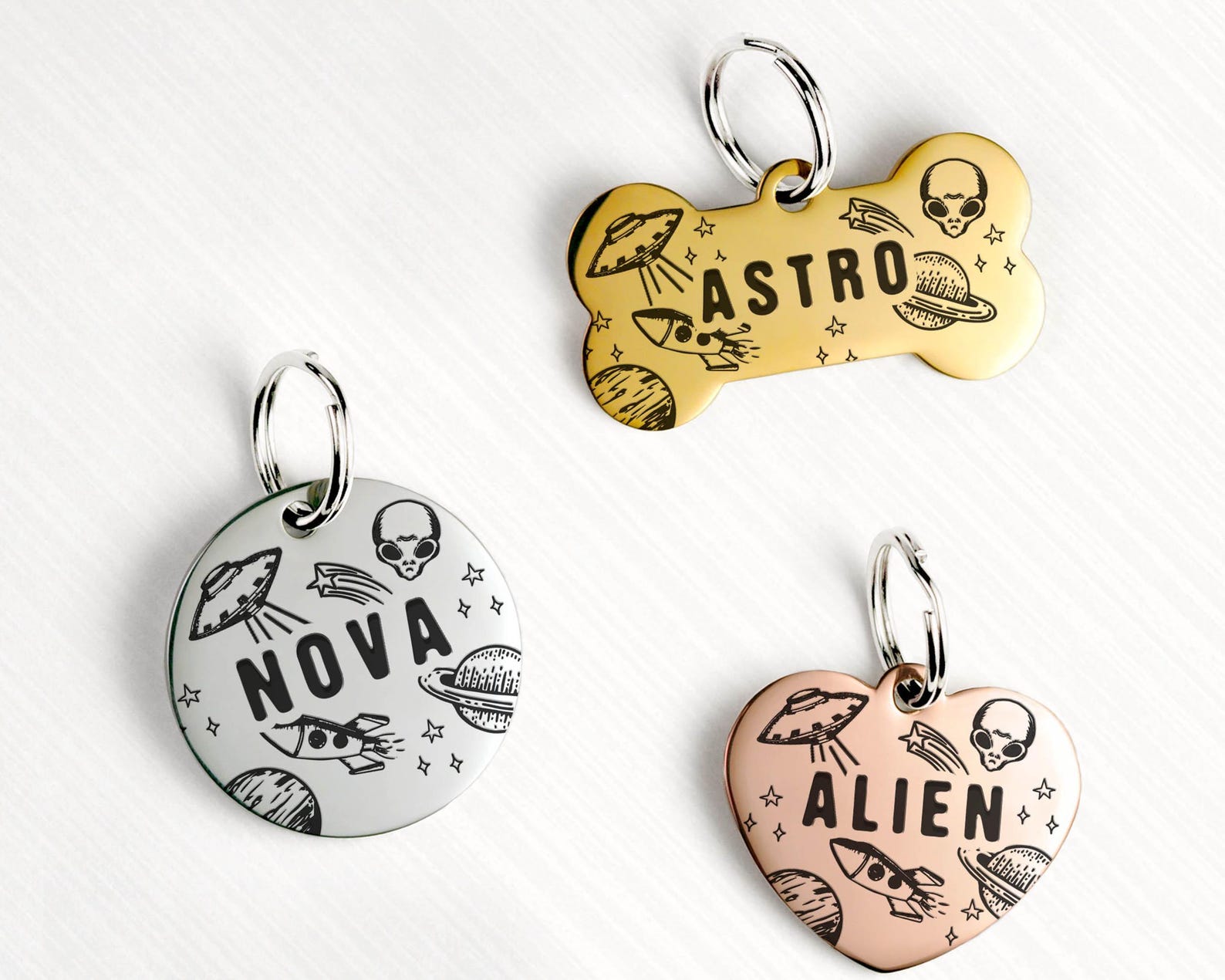 Personalized Alien Pet ID Tag – Custom Engraved Galaxy Dog Tag With ...