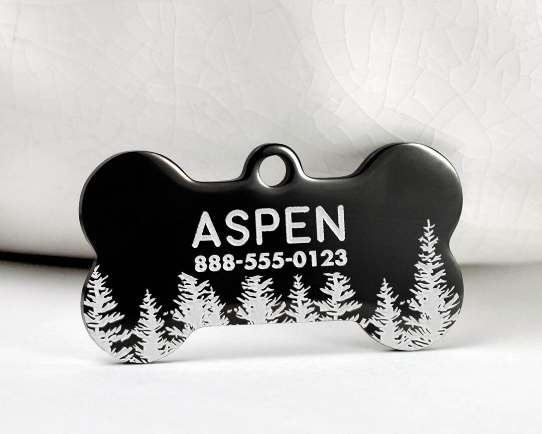 Personalized Nature Tree Pet ID Tag – Engraved Pine Tree Design ...