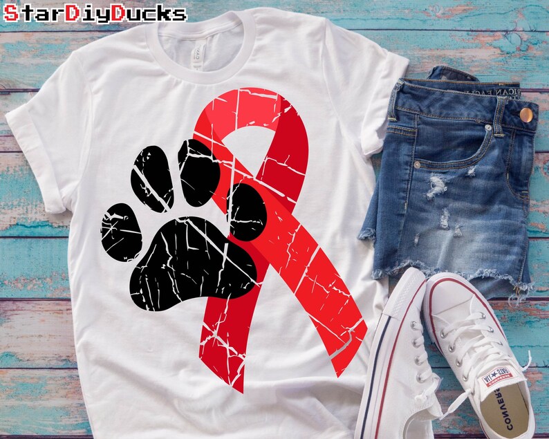 Distress Paw Awareness Ribbon Svg Dxf Eps Jpg Png Clip Art - Etsy