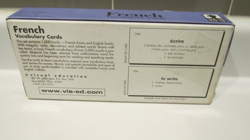 Vintage 90's French Vocabulary Cards: Academic Study Card Set Cards ...