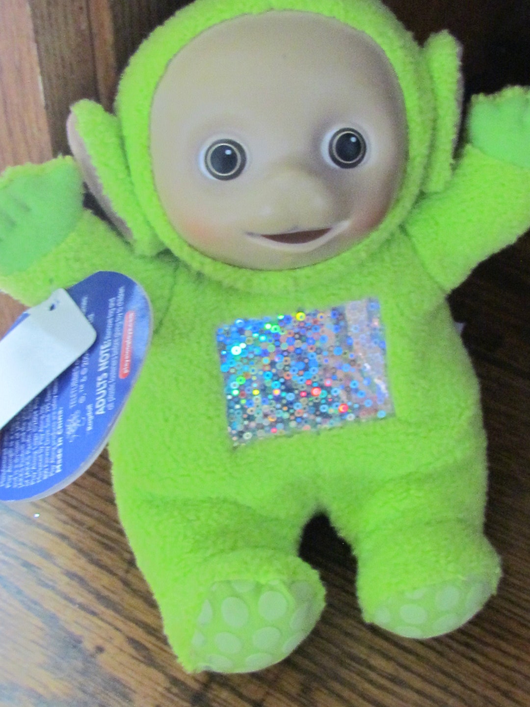 Green Lime Dipsy Teletubbies Rubber Face Doll Plush Holographic Belly ...