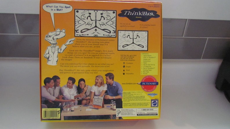 Vintage 2000 Mattel Thinkblot Board Game From Pictionary Inventor ...
