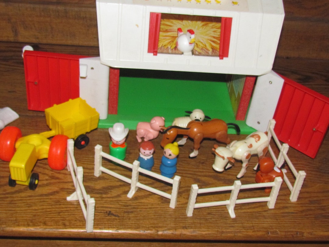 Vintage Fisher Price Little People Play Family Farm Barn Including ...