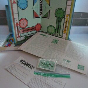 Vintage 1995 Sorry Board Game by Parker Brothers Collectable Toy 90's ...