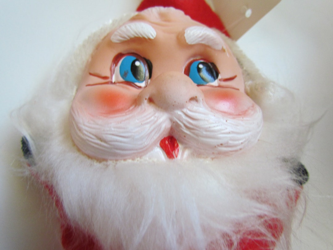Vintage Rubber Santa Face With Bell Door Wall Hanger Christmas Ornament ...
