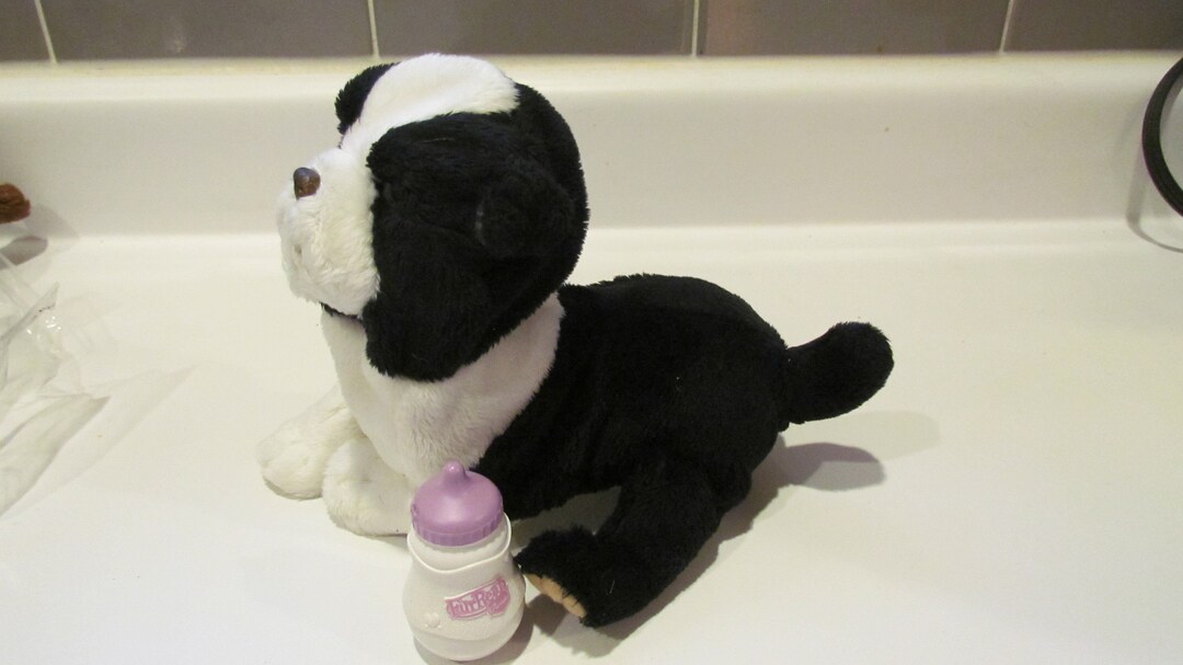 Hasbro Furreal Friend Newborn Pup Black & White Interactive Realistic ...