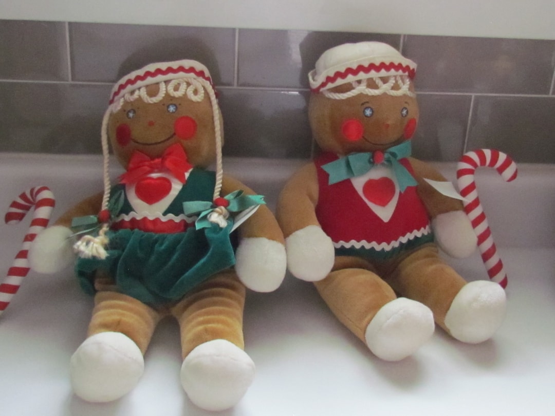 1990 Vintage Target Christmas Gingerbread Boy & Girl Doll Set Stuffed ...