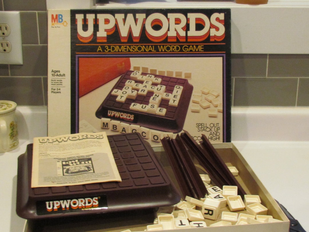 80's Vintage Upwords a 3-dimensional Word Game MB Milton Bradley 1983 ...