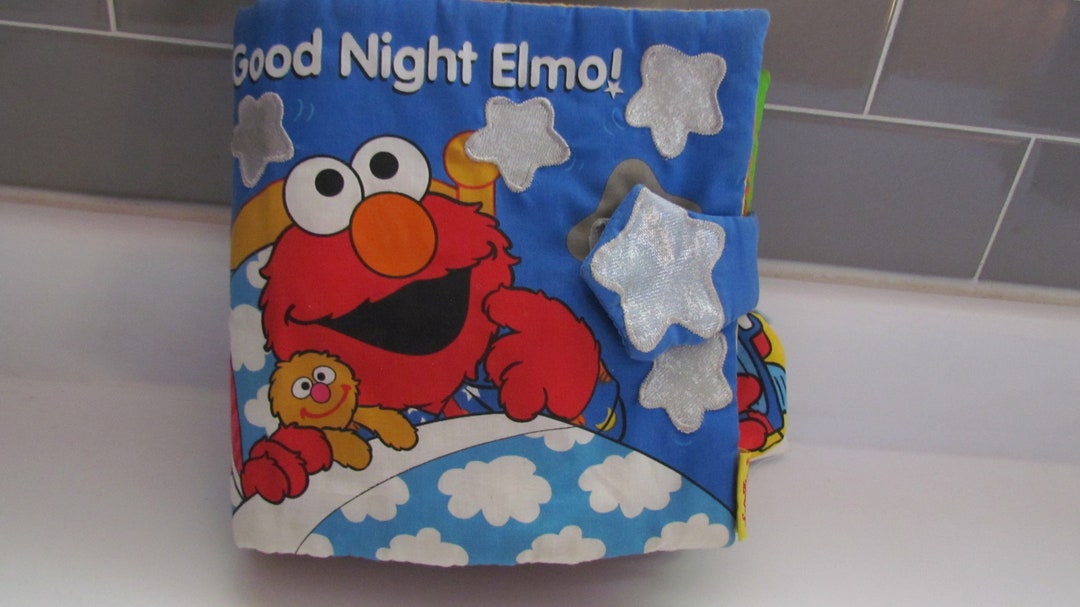 Interactive Good Night Elmo Soft Cloth Book Baby 2002 Vintage Sesame ...