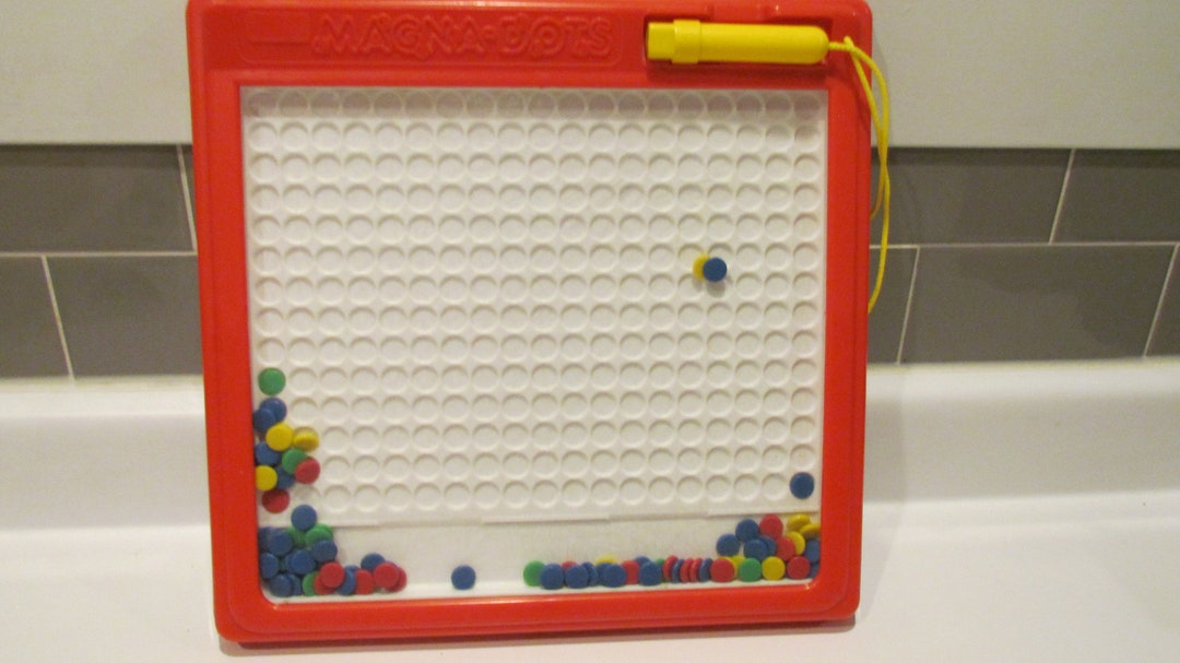 Vintage Red Magnetic Drawing Board for Kids Magna Dots Doodle Board ...