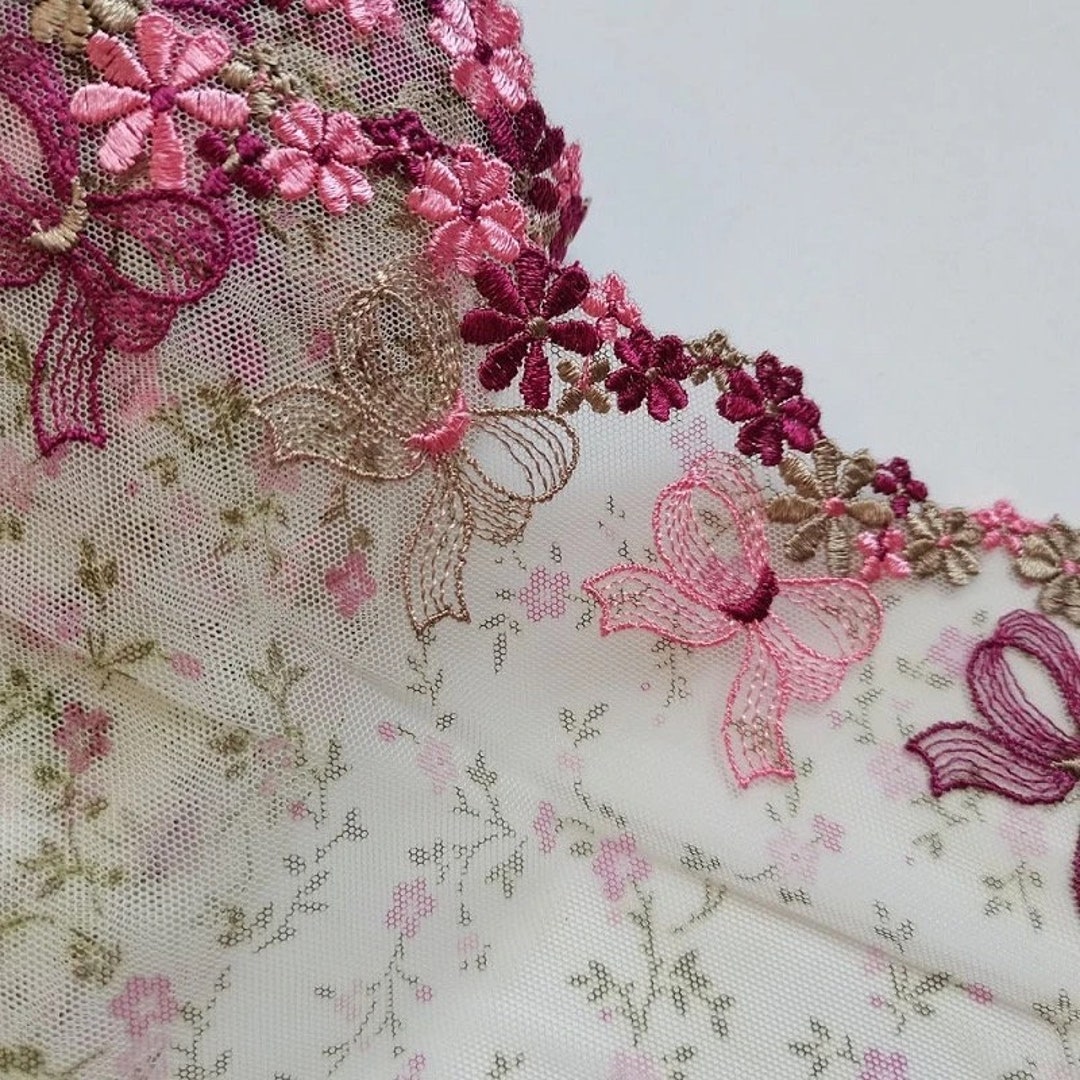 Embroidery Lace Print Flower Lace Trim Bows Mesh Lace Fabric - Etsy
