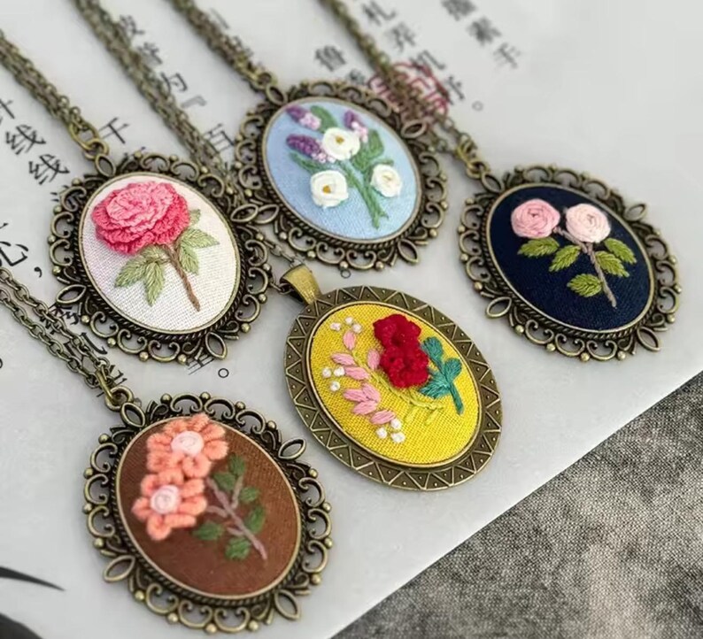 KITS, Necklace, Embroidery Necklace Kits, Pendant Kit Mini, DIY, Crafts ...