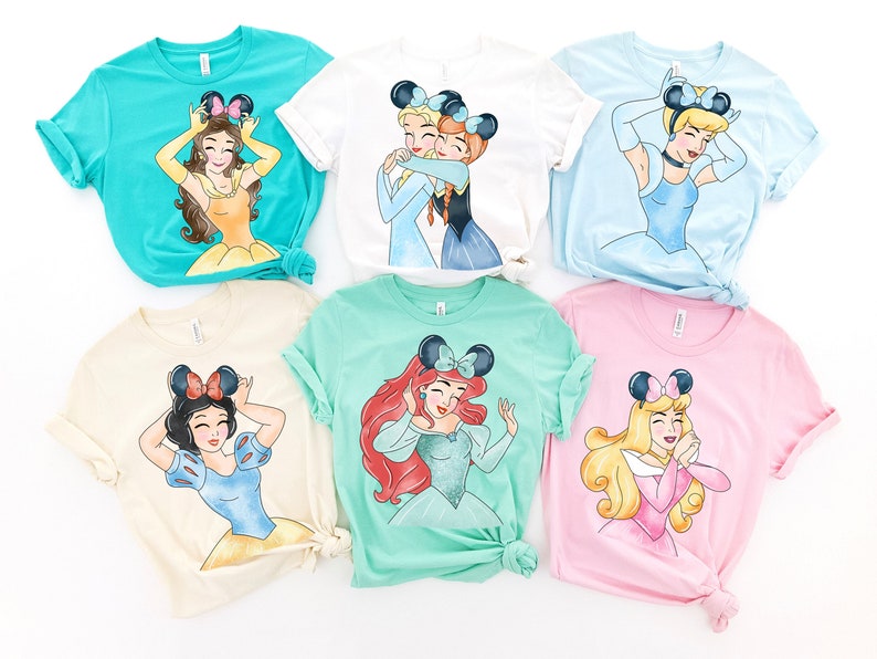 Matching Princess Mouse Ears Shirt, Snow White, Belle, Mermaid, Jasmine ...