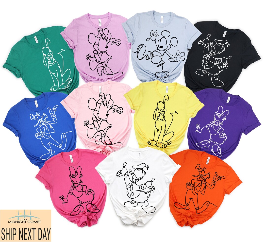 Mickey Friends Outline Shirts, Mickey Line Art, Disney World Disneyland ...