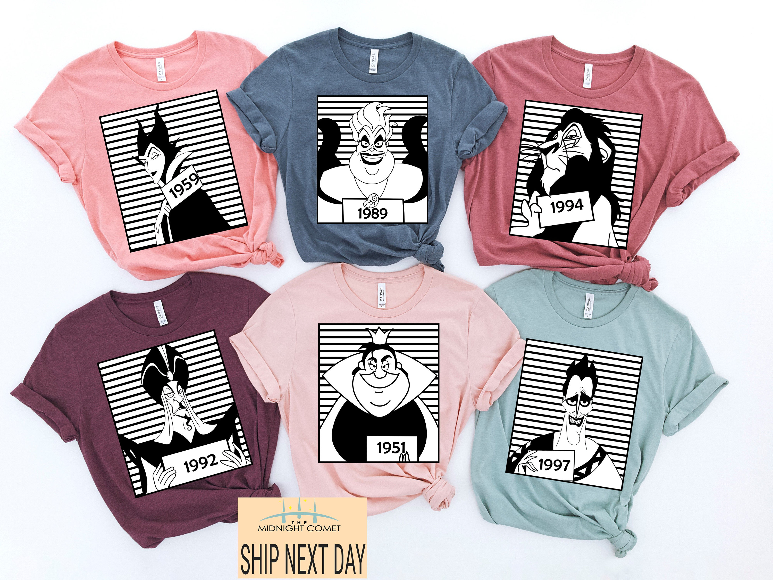 Retro Disney Villains Mugshot Lineup Shirt Evil Queen Ursula Scar ...