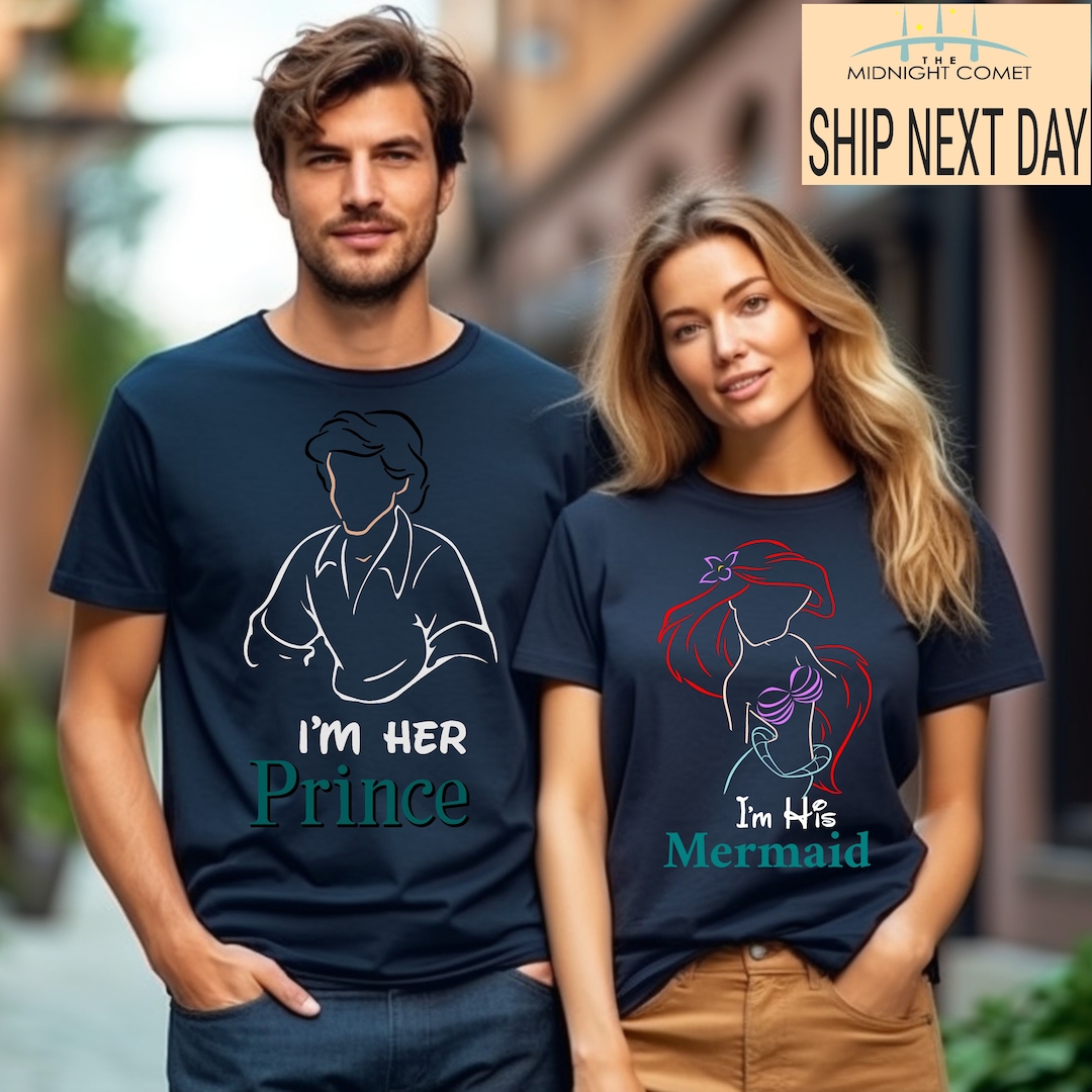 Little Mermaid Couple Shirts, Princess Ariel and Prince Eric Shirt, Her ...