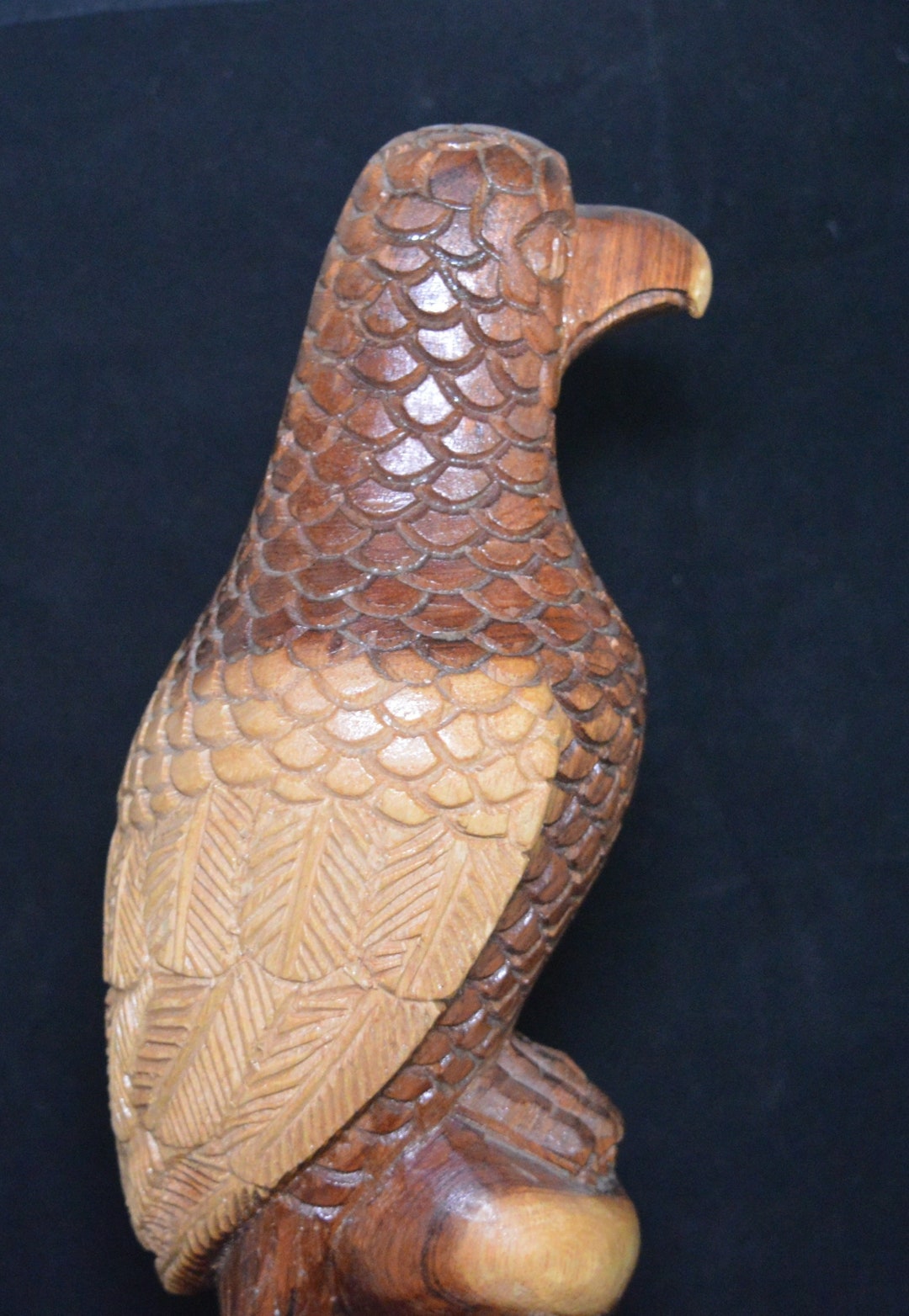 Vintage Wood Hawk Hand Carved Made in Nassau 1982 by Shirley 19" Tall ...