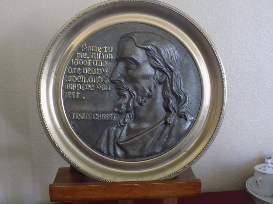 Vintage Christian Solid Brass Jesus Christ Plate Wall Hanging 12-1/2 ...