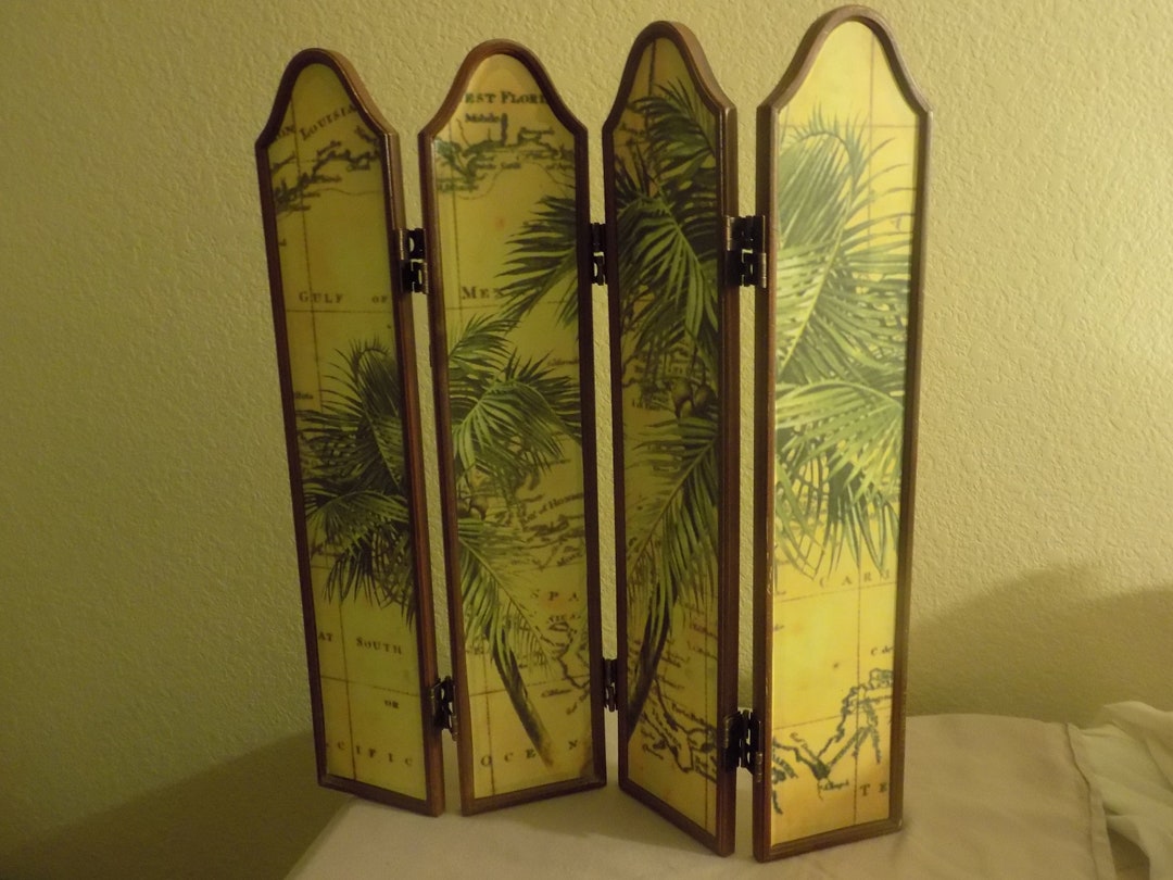 Table Vintage Screen Map of Islands of Pacific Islands With Palms 24 X ...