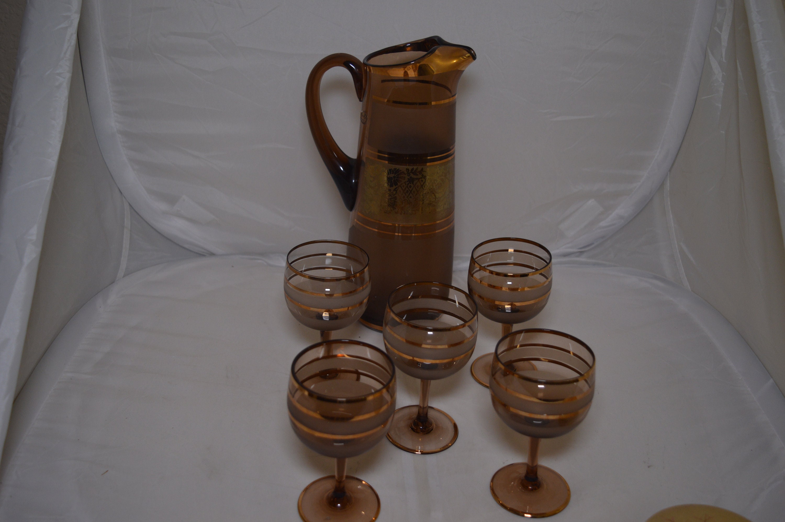 Vintage Bohemia Crystal Pitcher and 5 Glasses Made in Czechoslovakia ...