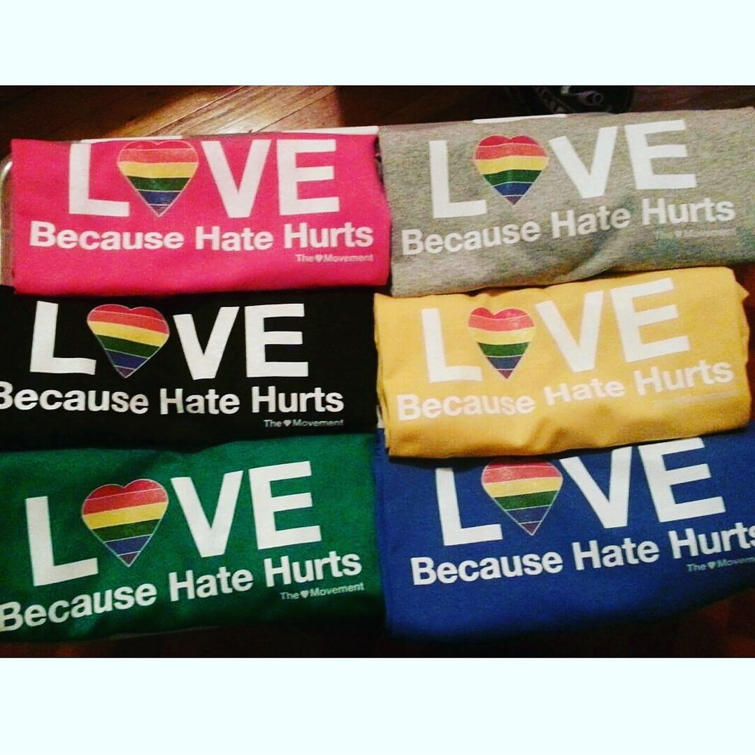 Love Because Hate Hurts Rainbow Heart Tees - Etsy