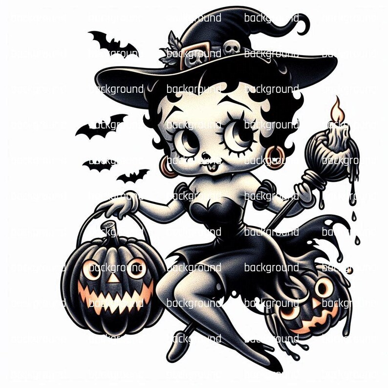 Halloween Horror Witch Betty Boop Png - Etsy