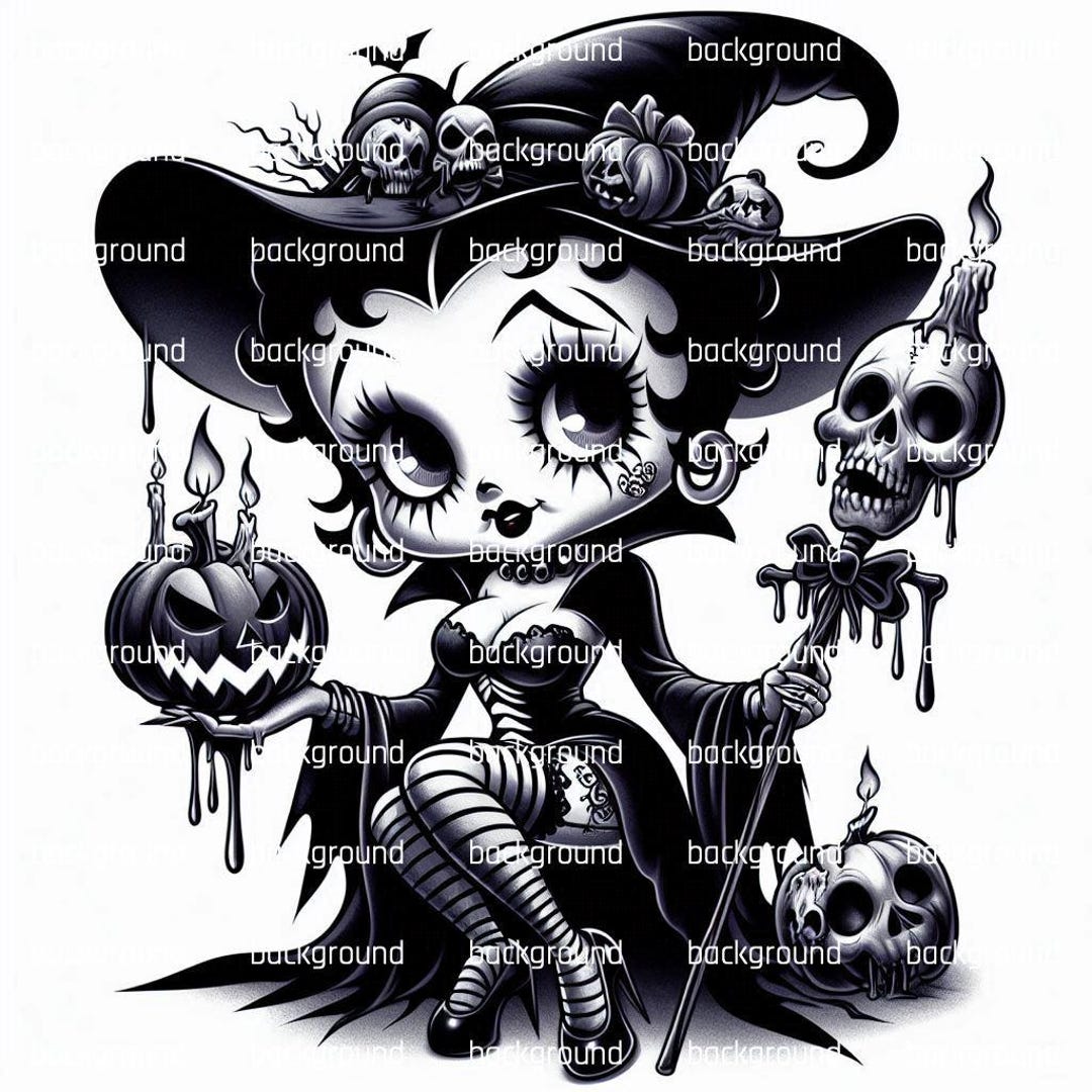 Halloween Horror Witch Betty Boop Png - Etsy