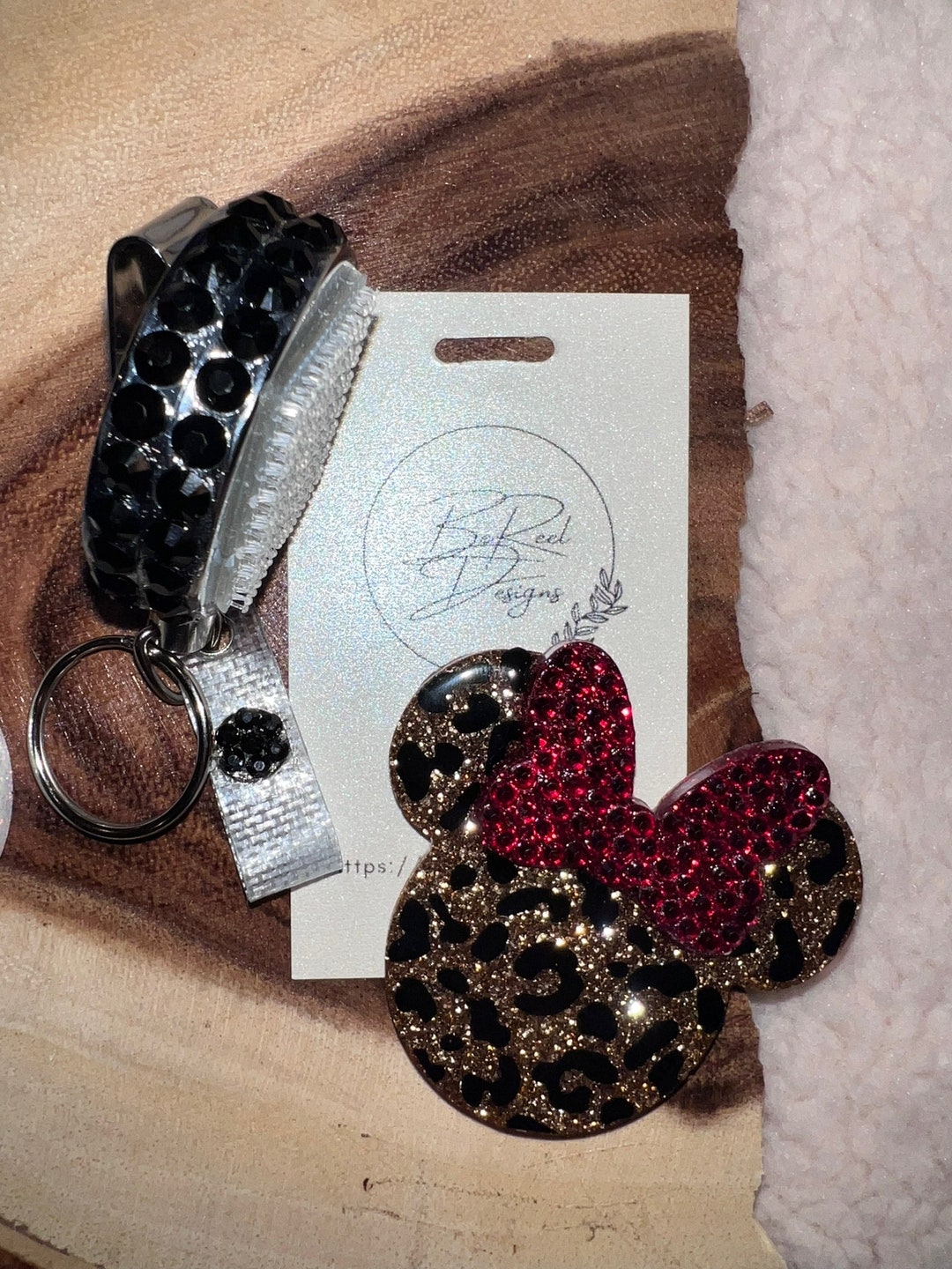 Cheetah Print Mrs Mouse With Red Bow Badge Reel, Personalized Badge ...